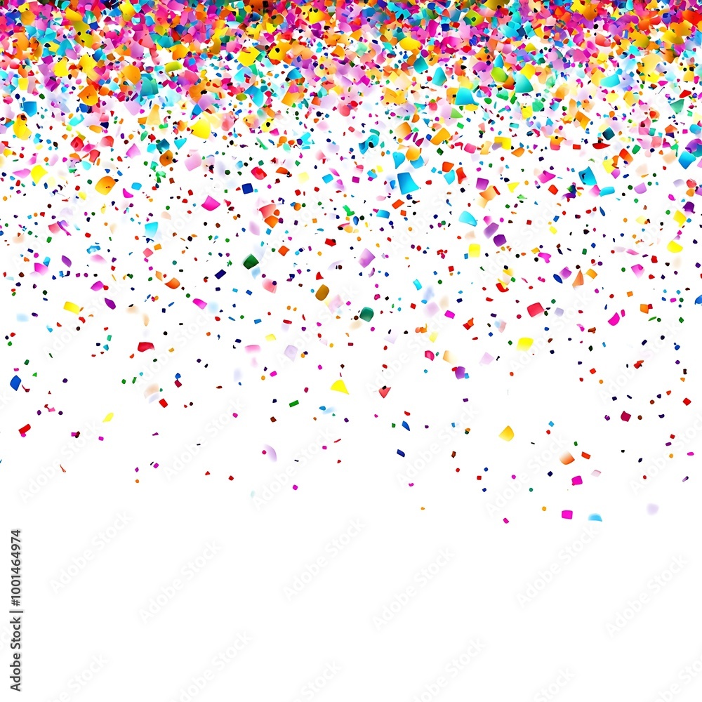 white background with colorful confetti border confettis falling from ...