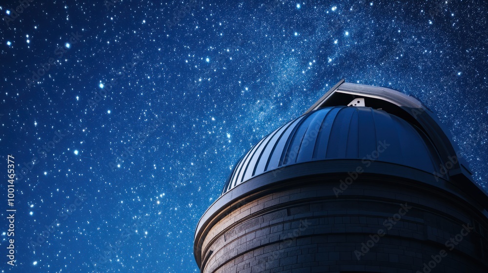 A close-up view of an observatory dome opening to reveal a telescope ...