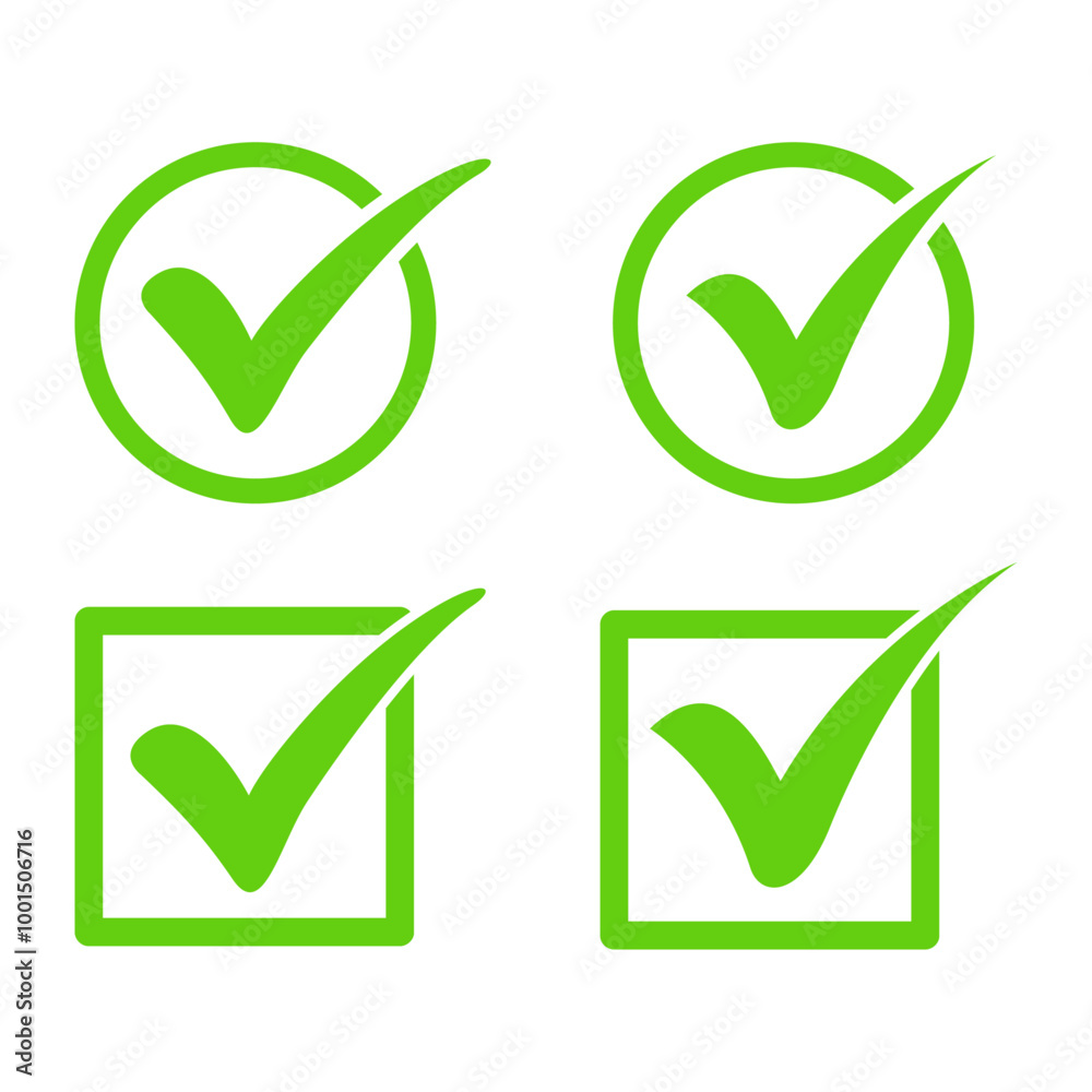 Green Check Mark Approval Check Simple Check Symbol Collection Stock ...