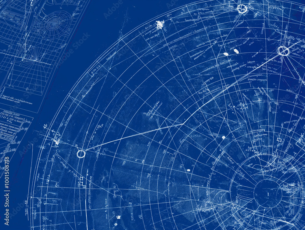 Detailed blueprints displaying technical design and engineering plans ...