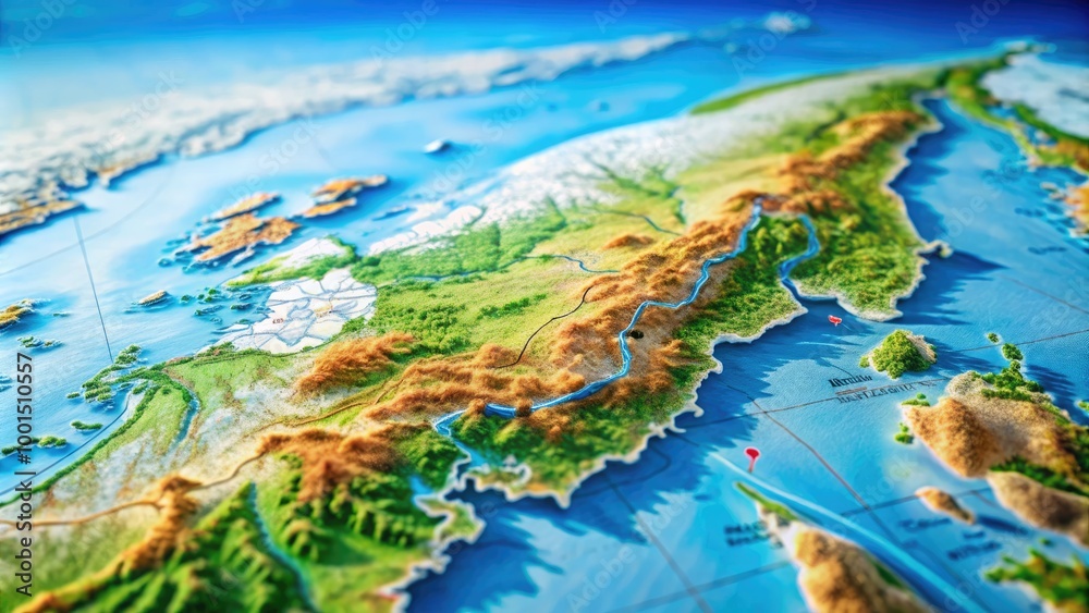 Detailed Hokkaido Japan Map with Geographic Features, Locations, and ...