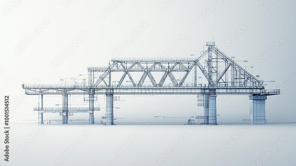 Structural analysis diagram of a bridge under load, Engineering Drawing ...