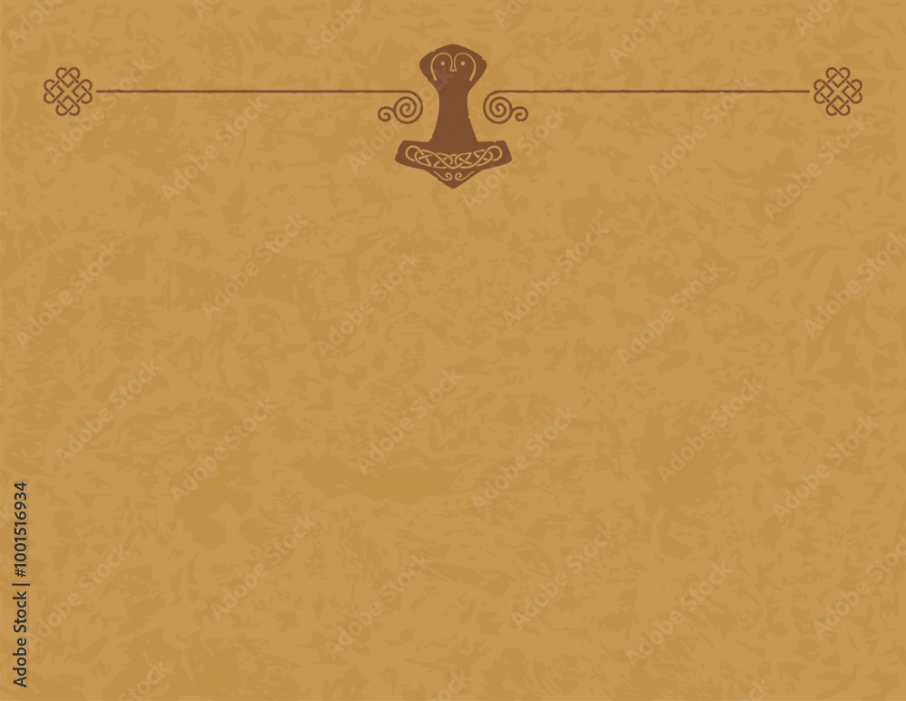 Medieval Parchment Background - Celtic Knot and Viking Thor Hammer ...