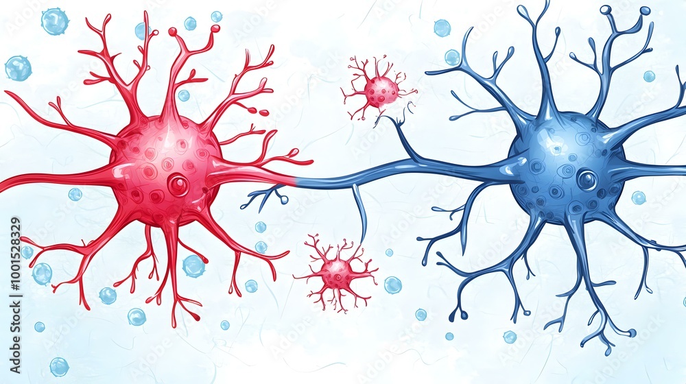Viral Infection Anatomy Diagram, detailed illustration showing the ...