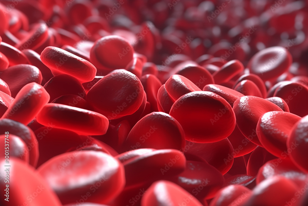 Microscopy image of erythrocytes in the bloodstream showcasing ...