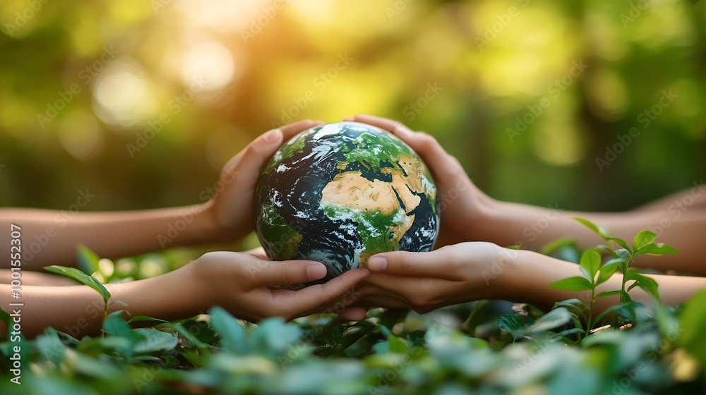 Foto de Stock World environment day Global community teamwork CSR and ESG environmental energy ...