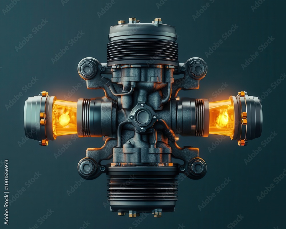 Stock-Illustration „Exploded view of a piston engine, mechanical ...