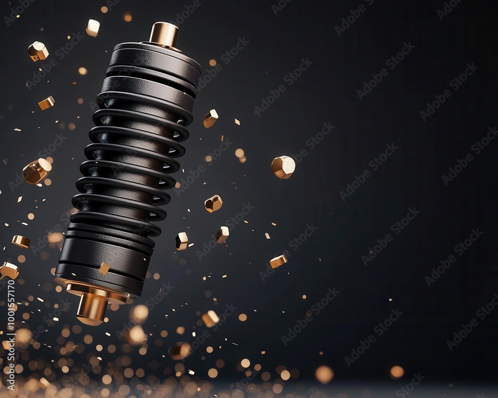 Dynamic image of a shock absorber under impact, fluid and spring forces ...