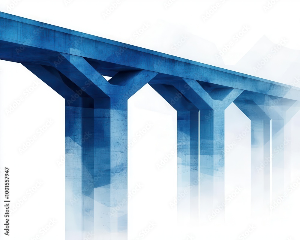 Complex FEM analysis image of a bridge under seismic load, structural ...