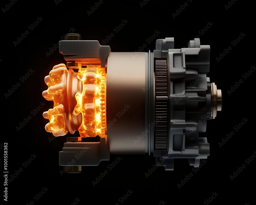 Ilustración de Stock Exploded view of a piston engine, mechanical ...