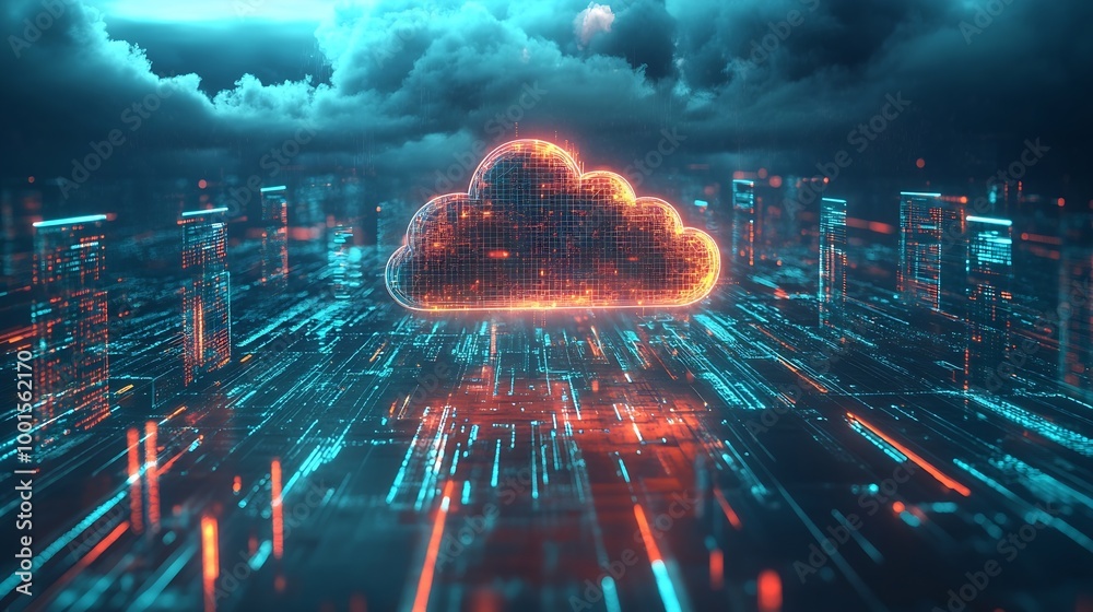 Image of data transfer between cloud server and various information ...