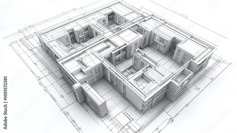 architectural blueprint of an apartment building project plan ...