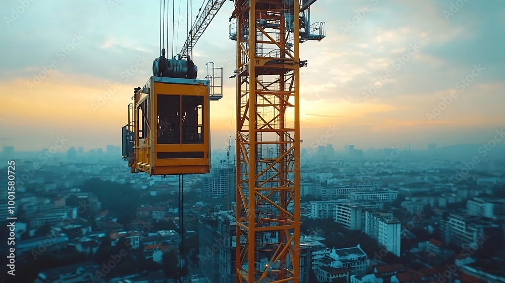 the tower crane at construction views from tall building ubarn an crane ...