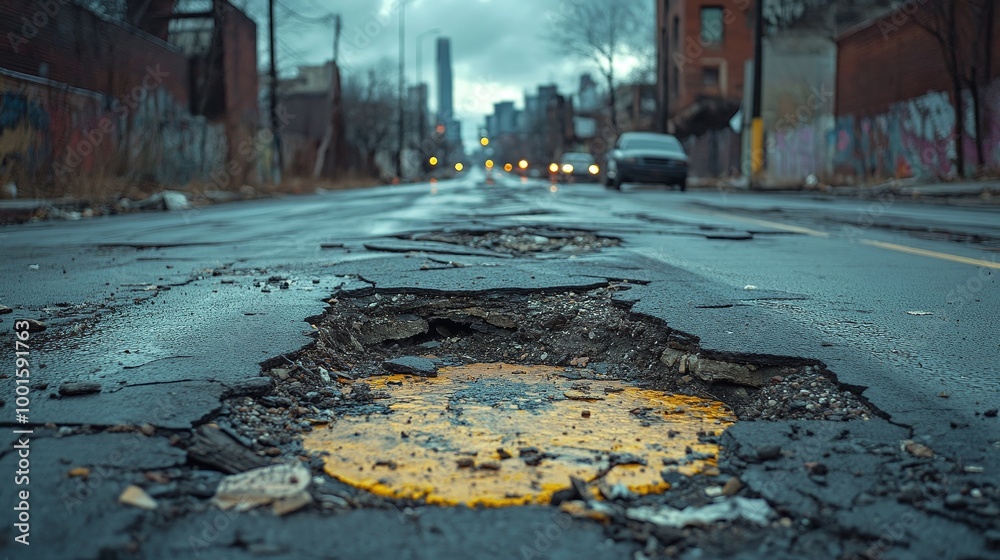 city roads showing signs of urban decay with deteriorating streets and ...