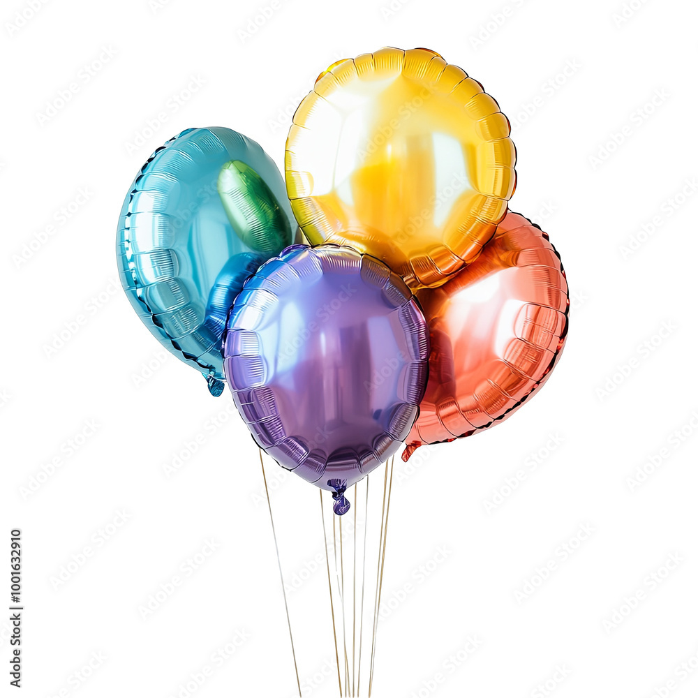 Colorful shiny helium balloons floating vibrant celebration transparent ...