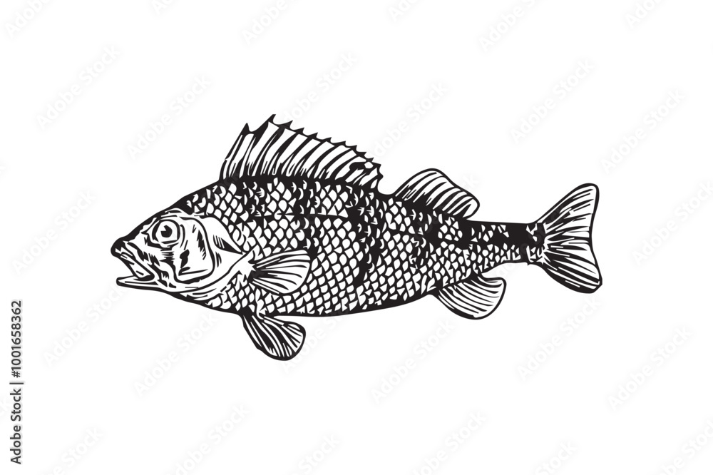 Detailed Fish Vector Illustration, Marine Life Design in Editable EPS ...