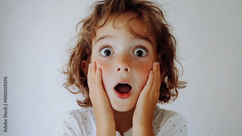 Little girl with shocked expression, wide eyes and open mouth Stock ...