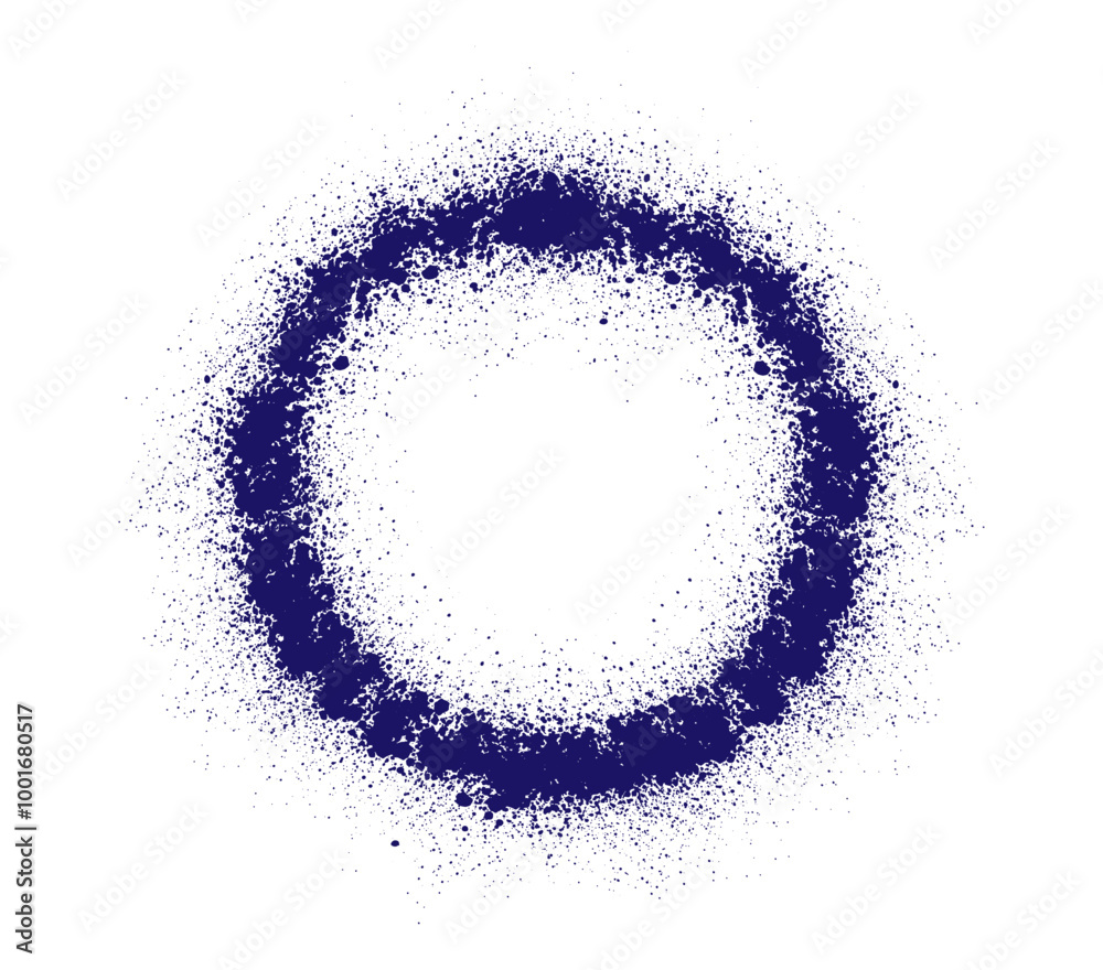 Dark blue paint splatter circle on white background, frame for text ...