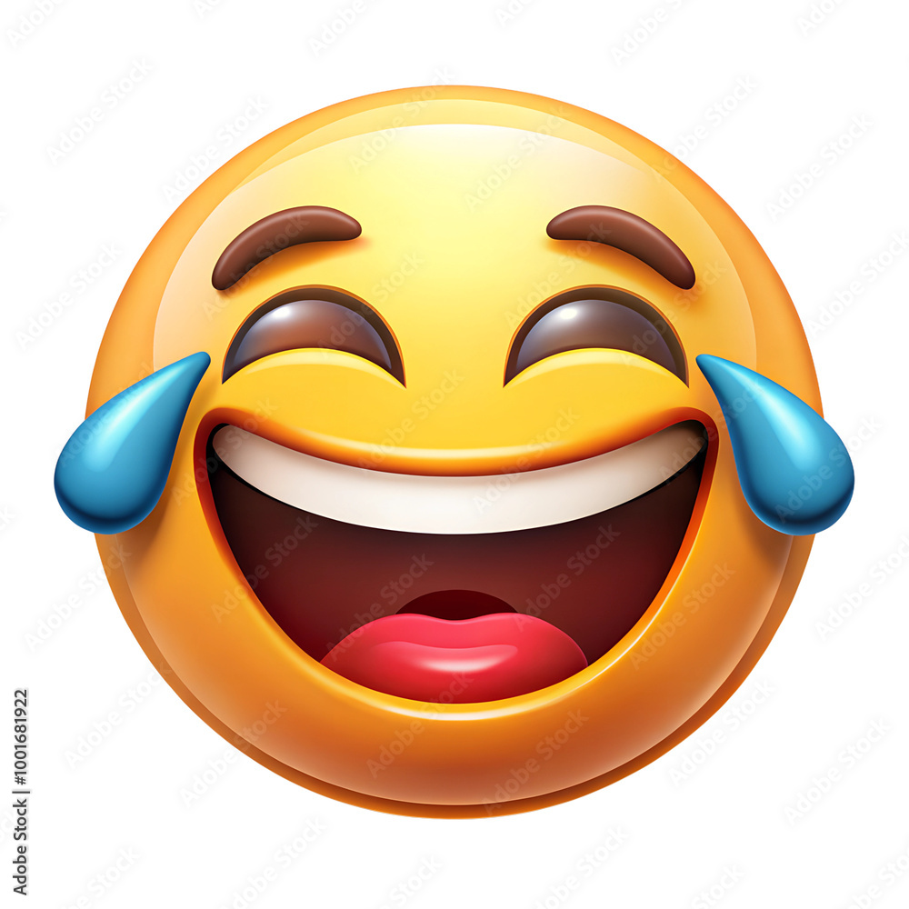 Laughing emoji with tears of joy, big open mouth, and expressive, happy ...