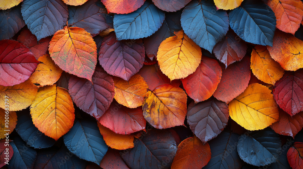 Beautiful Close-Up of Vibrant Autumn Leaves in Red, Yellow, and Orange ...
