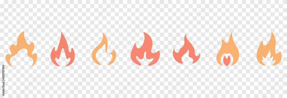 Set of vector fire icons png. Fire icon on isolated transparent ...