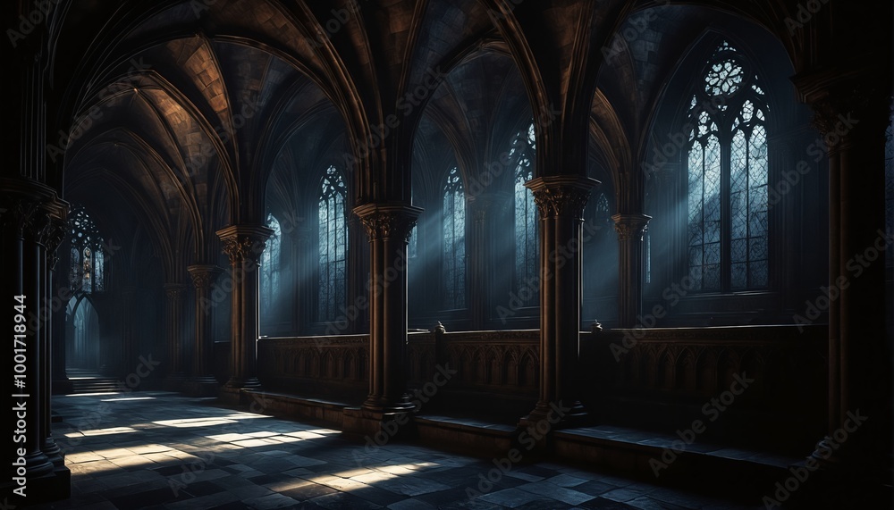 medieval cathedral mural Dark gothic mural church with intricate ...