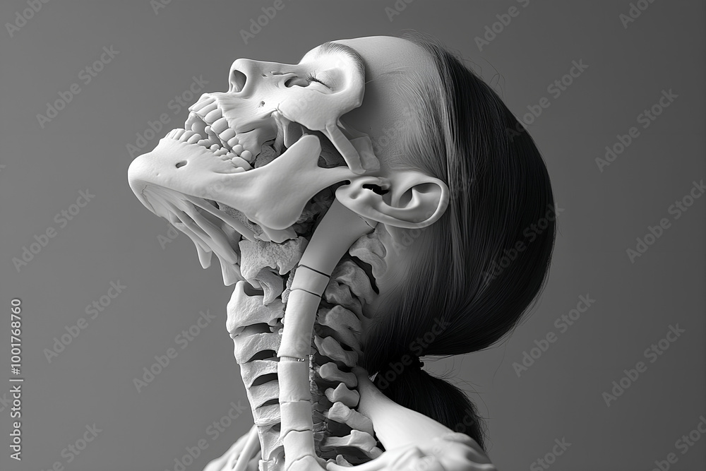 Foto de Stock woman skeleton neck render, neck anatomy visualization ...
