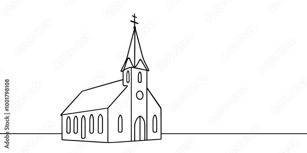 Line drawing of a church Stock Vector | Adobe Stock
