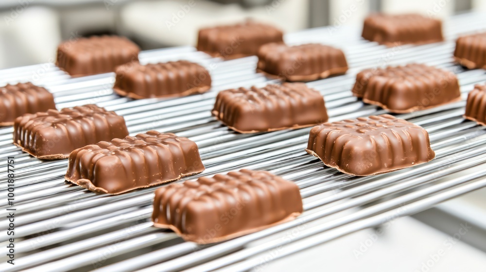 Automated Chocolate Bar Manufacturing Line, Factory Process of Molding ...
