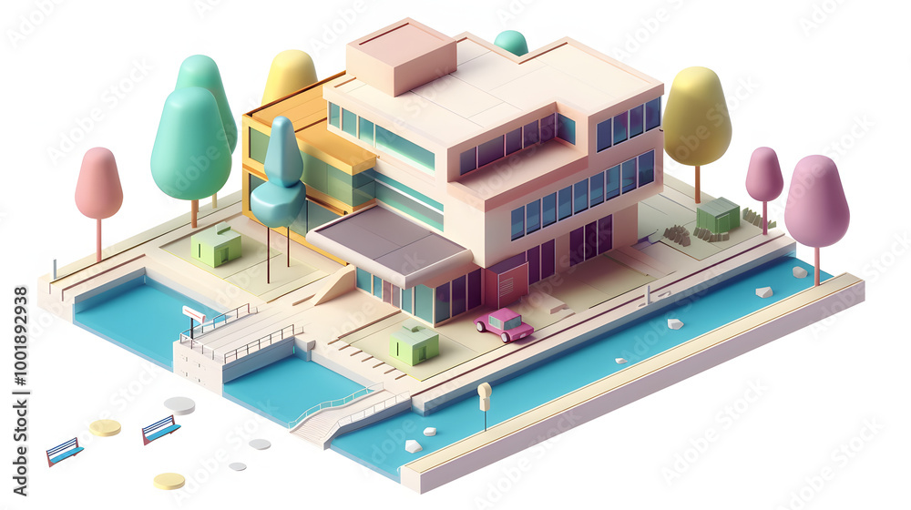 Axonometric Drawing Icon Architectural Design 3D Stock Illustration ...