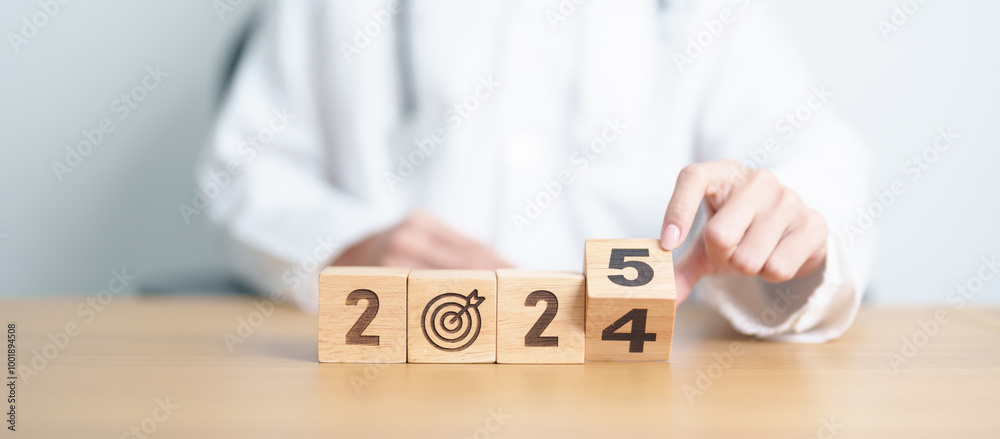 2024 year change to 2025 year block with dartboard icon again doctor ...