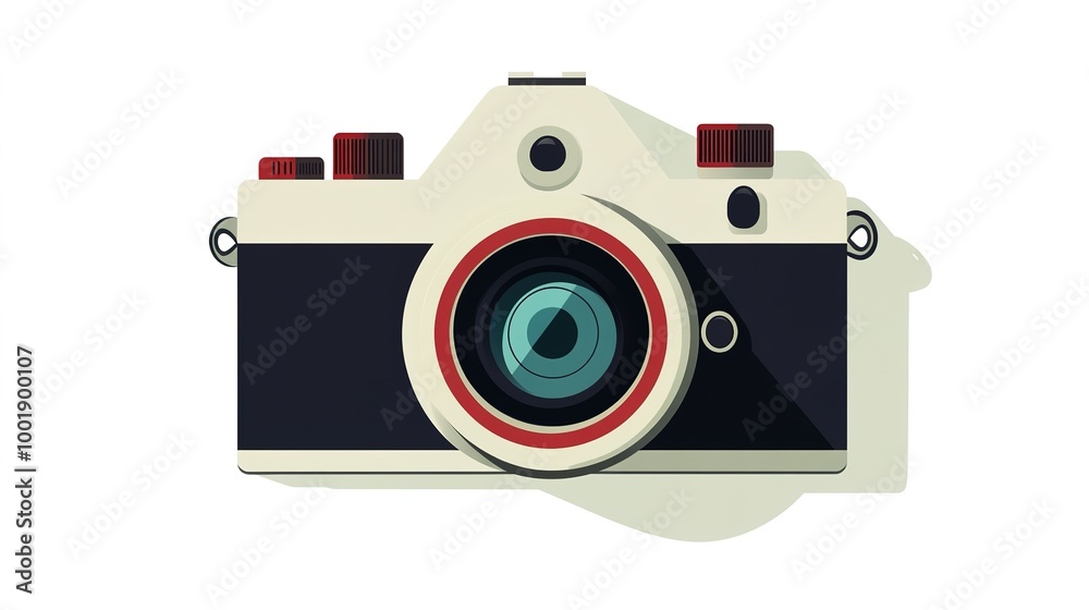 A comprehensive camera icon set featuring flat illustrations of various ...