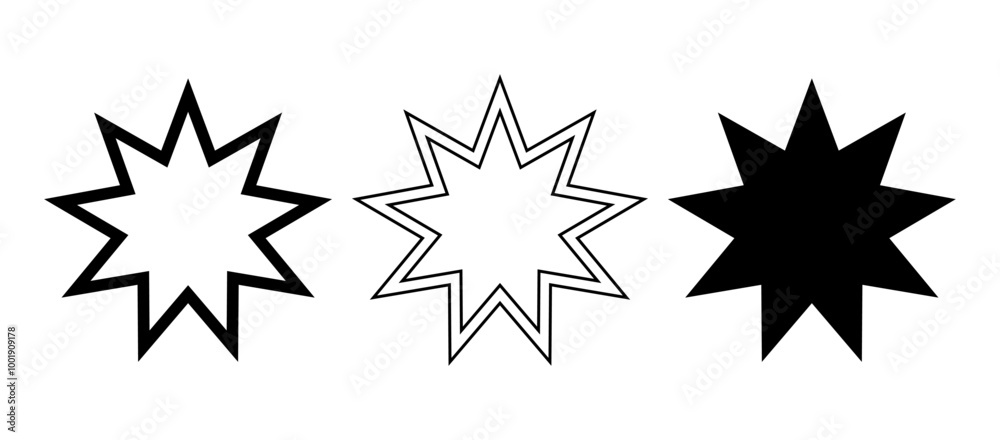 nine pointed star bahai symbol set Stock Vector | Adobe Stock