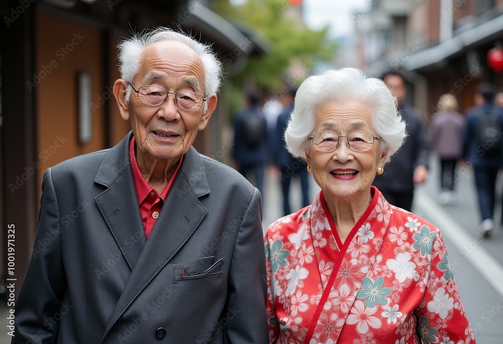 Celebrating Wisdom: Vector Art of Japanese Seniors in Traditional Dress for Respect for the Aged ...