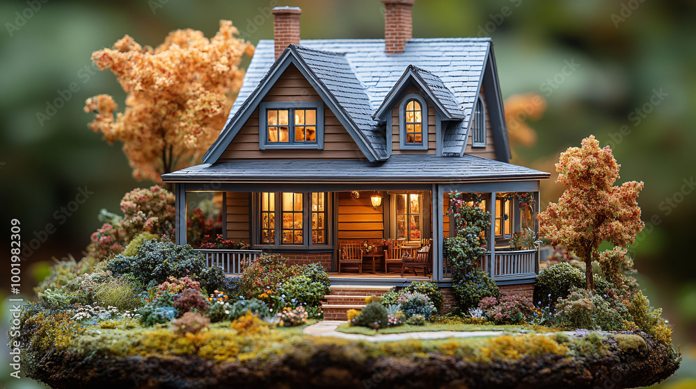 Architectural Model of a Traditional Countryside Home with a Cozy Front ...