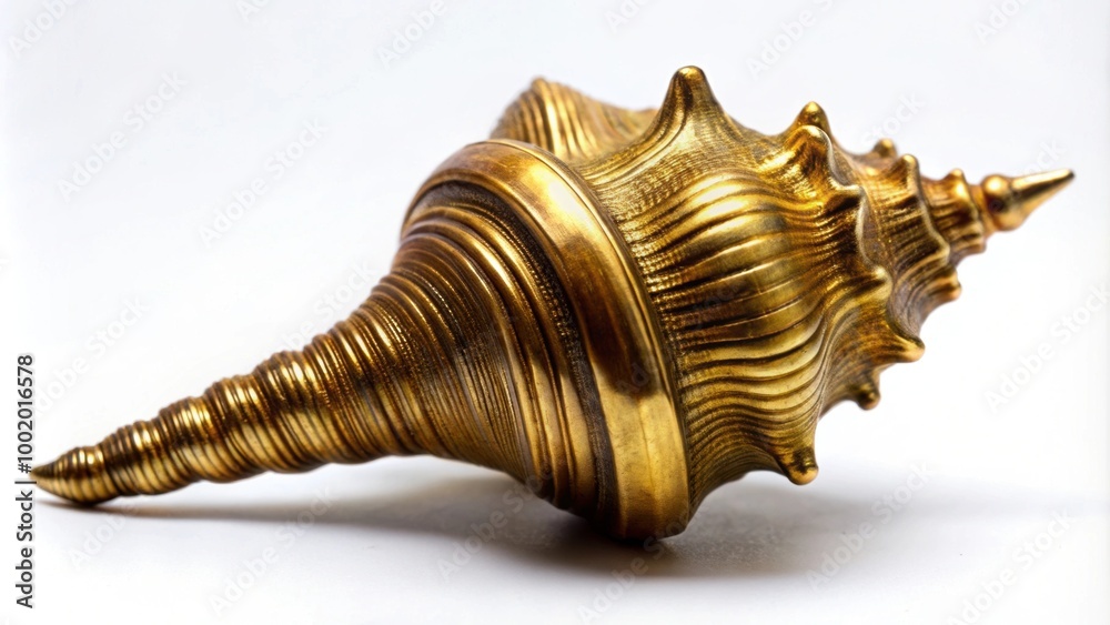 Brass Shankha conch shell on a white background, brass, traditional ...
