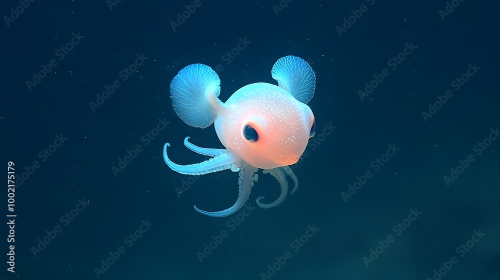 Captivating close up of a graceful dumbo octopus its ear like fins ...
