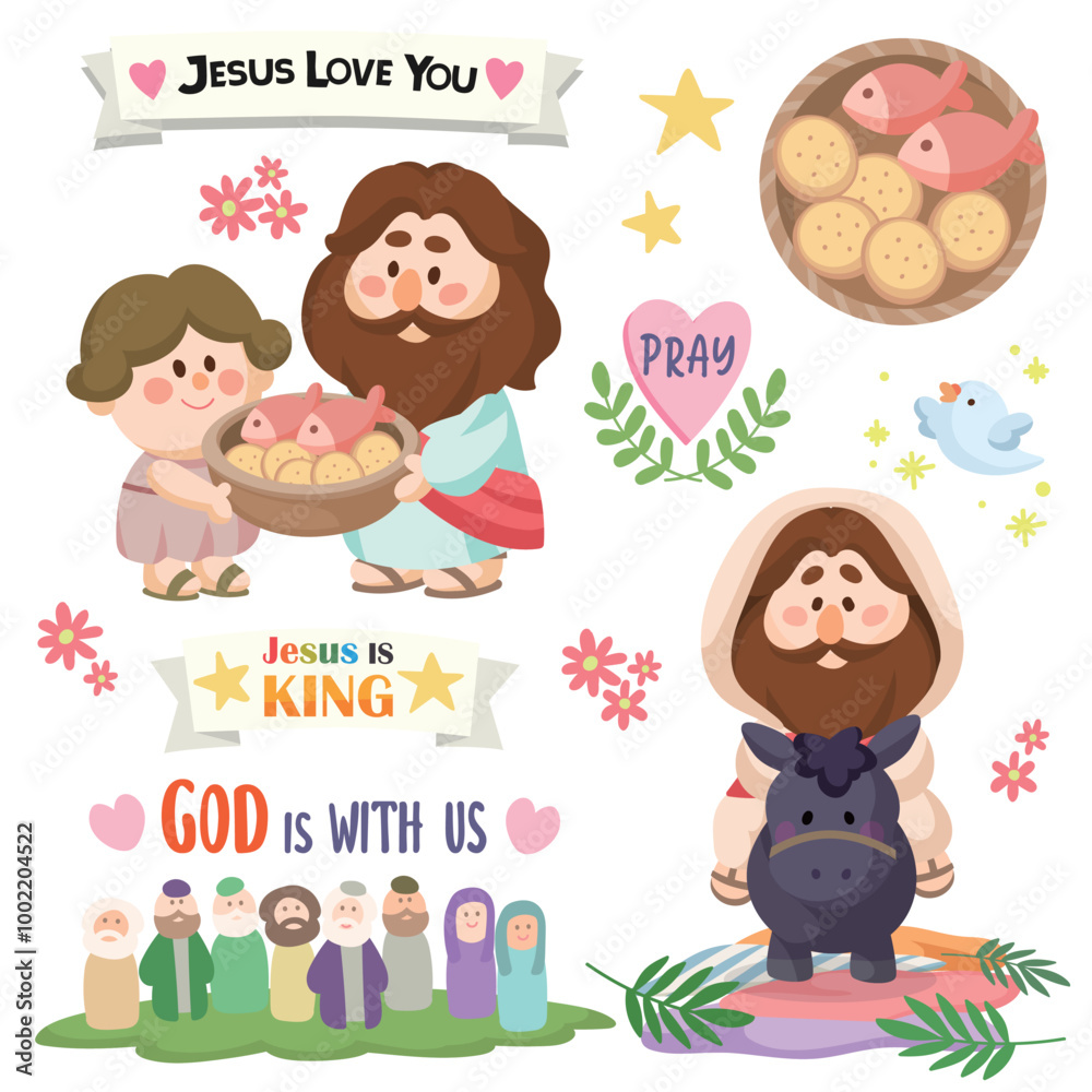 Cartoon Jesus Illustration Jesus Christ story for kids Christianity and ...