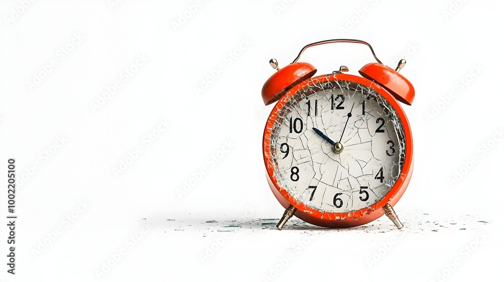 Malfunctioning vintage clock with missing hands and a broken glass ...