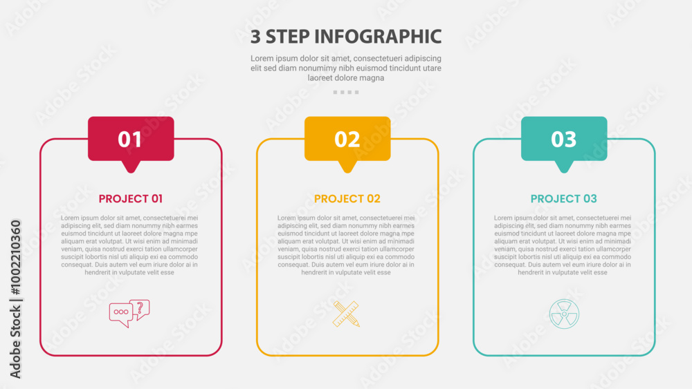 3 points template infographic outline style with 3 point stage or step template with round table ...