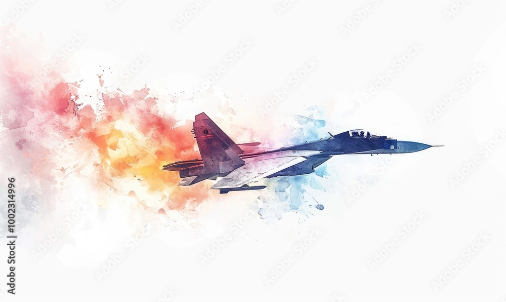 Illustration of an Indian Air Force fighter jet flying with the India ...
