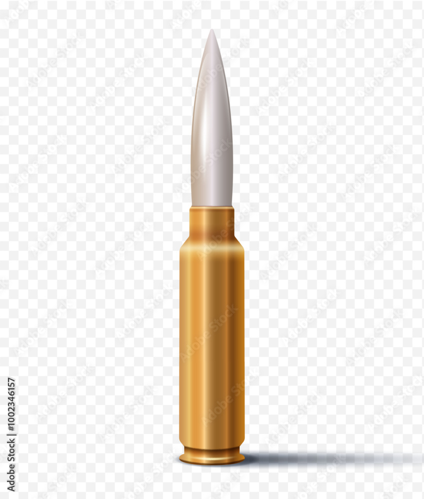 Realistic golden bullet isolated on a transparent background. Vector ...