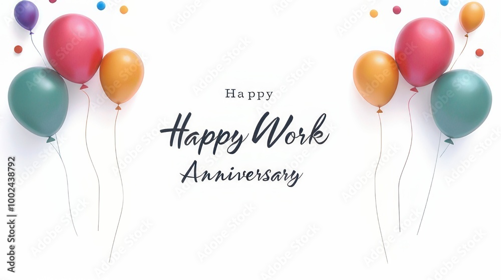 Happy Work Anniversary Celebration With Balloons Stock Photo | Adobe Stock