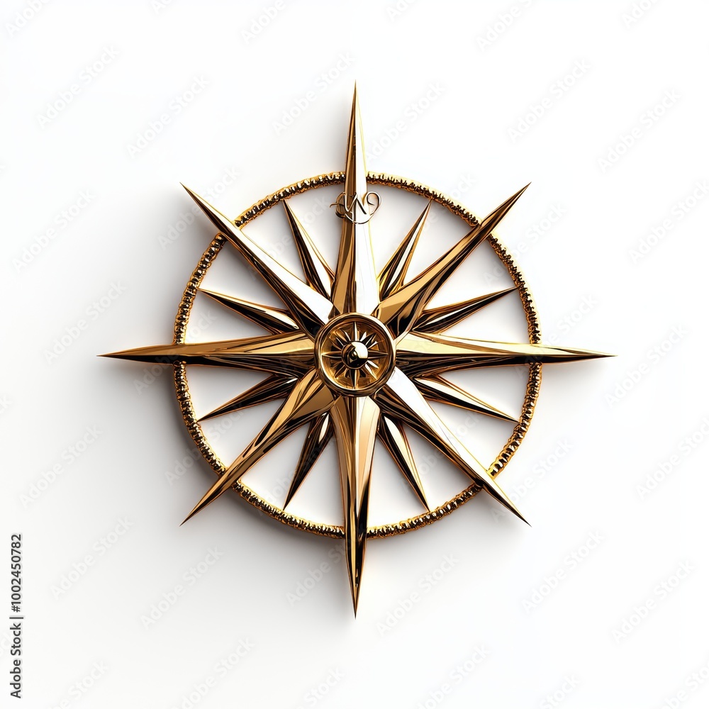 Compass rose with detailed markings, isolated on white background, 3D ...