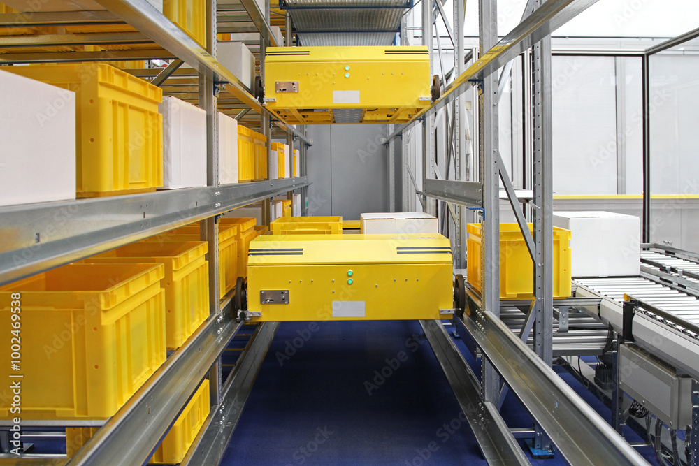 Foto Automated Pallet Shuttle Retrieval System in Modern Distribution ...