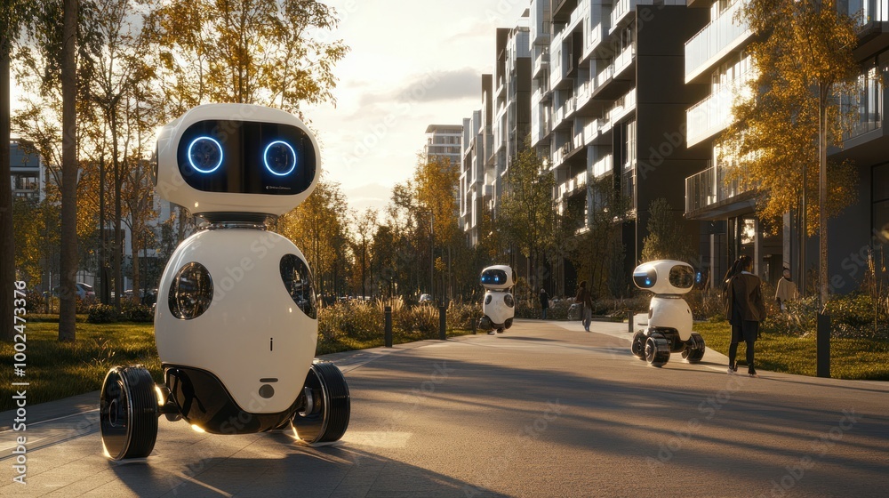 Urban AI robot collaboration showcased in a bustling capital, with ...