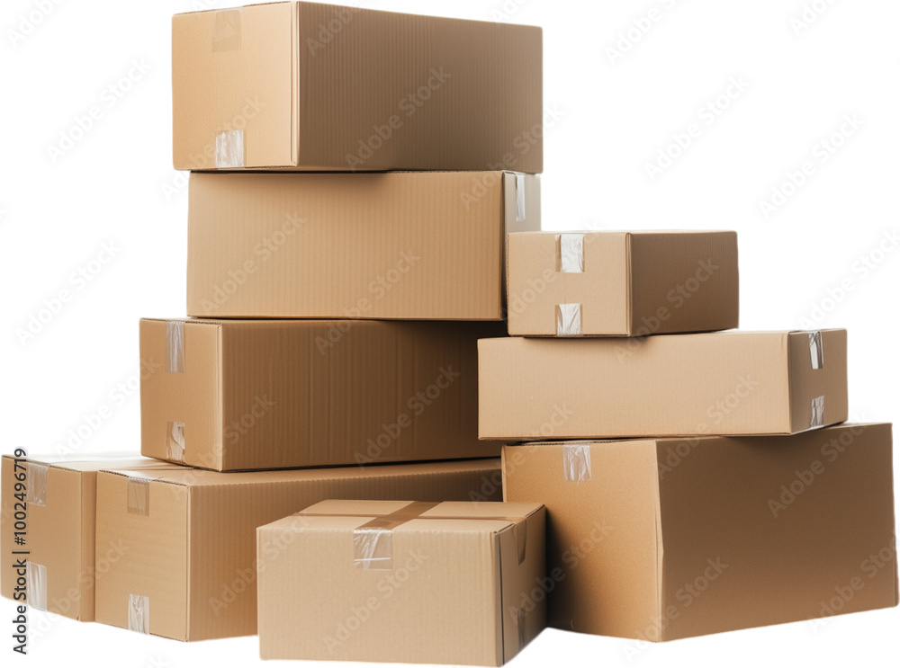 Delivery boxes, parcels stack isolated PNG on transparent background ...