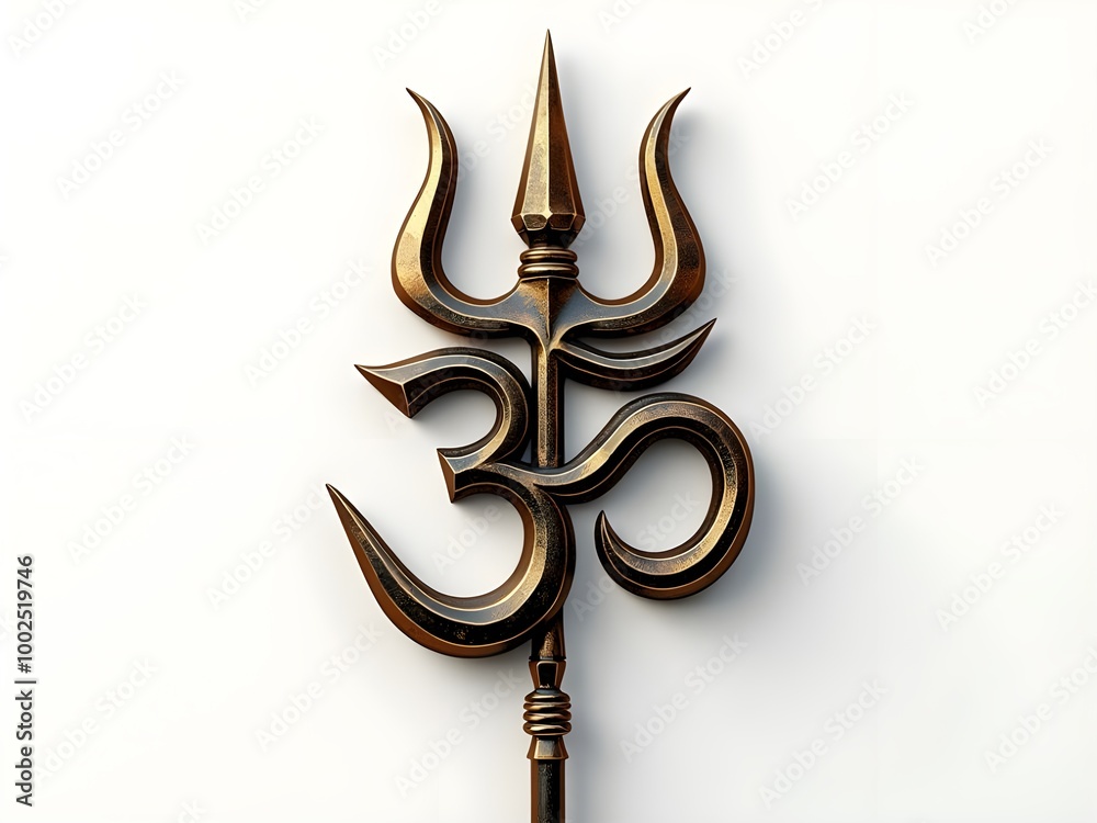 Trishul and Om Symbol concept as Vector illustration of a trishul ...