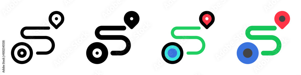 Editable route, location tracking vector icon. Map, location ...