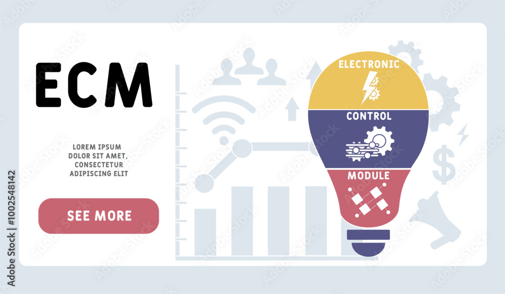 ECM - electronic control module acronym. business concept background ...
